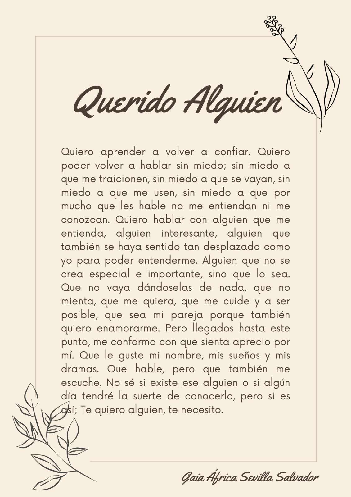 Querido Alguien | Club de Escritura Fuentetaja